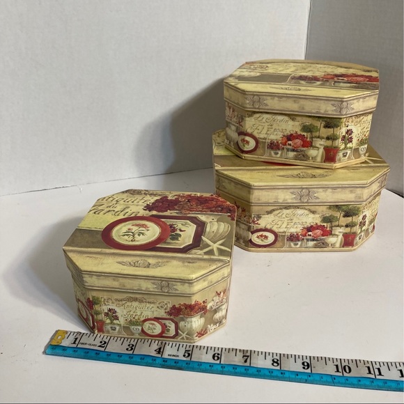 Accents | Retro Set Of 3 French Themed Stackable Decorative Storage ...